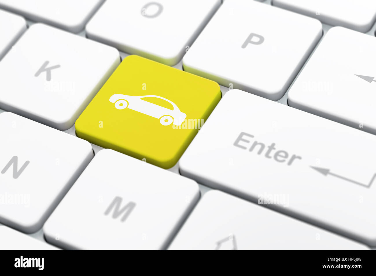 Travel concept: computer keyboard with Car icon on enter button ...