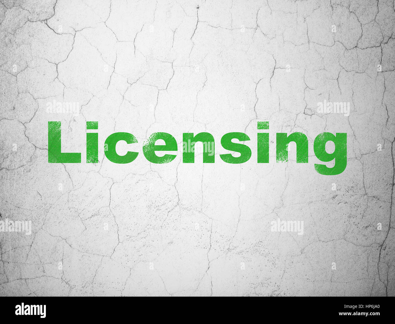 Law concept: Green Licensing on textured concrete wall background Stock ...