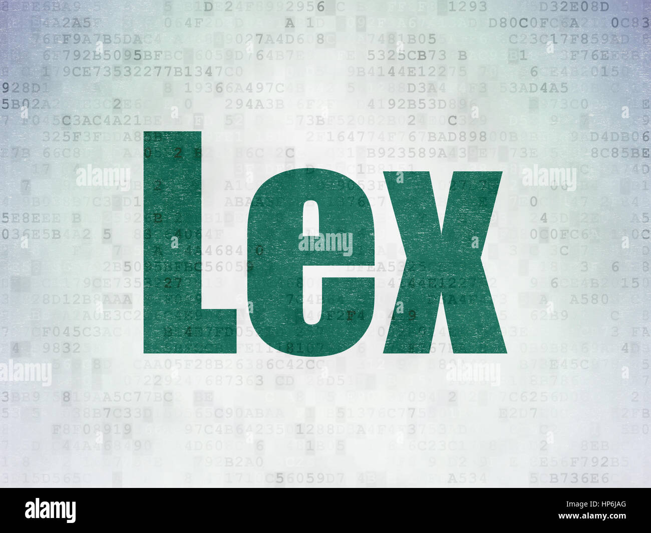 Law concept: Painted green word Lex on Digital Data Paper background ...