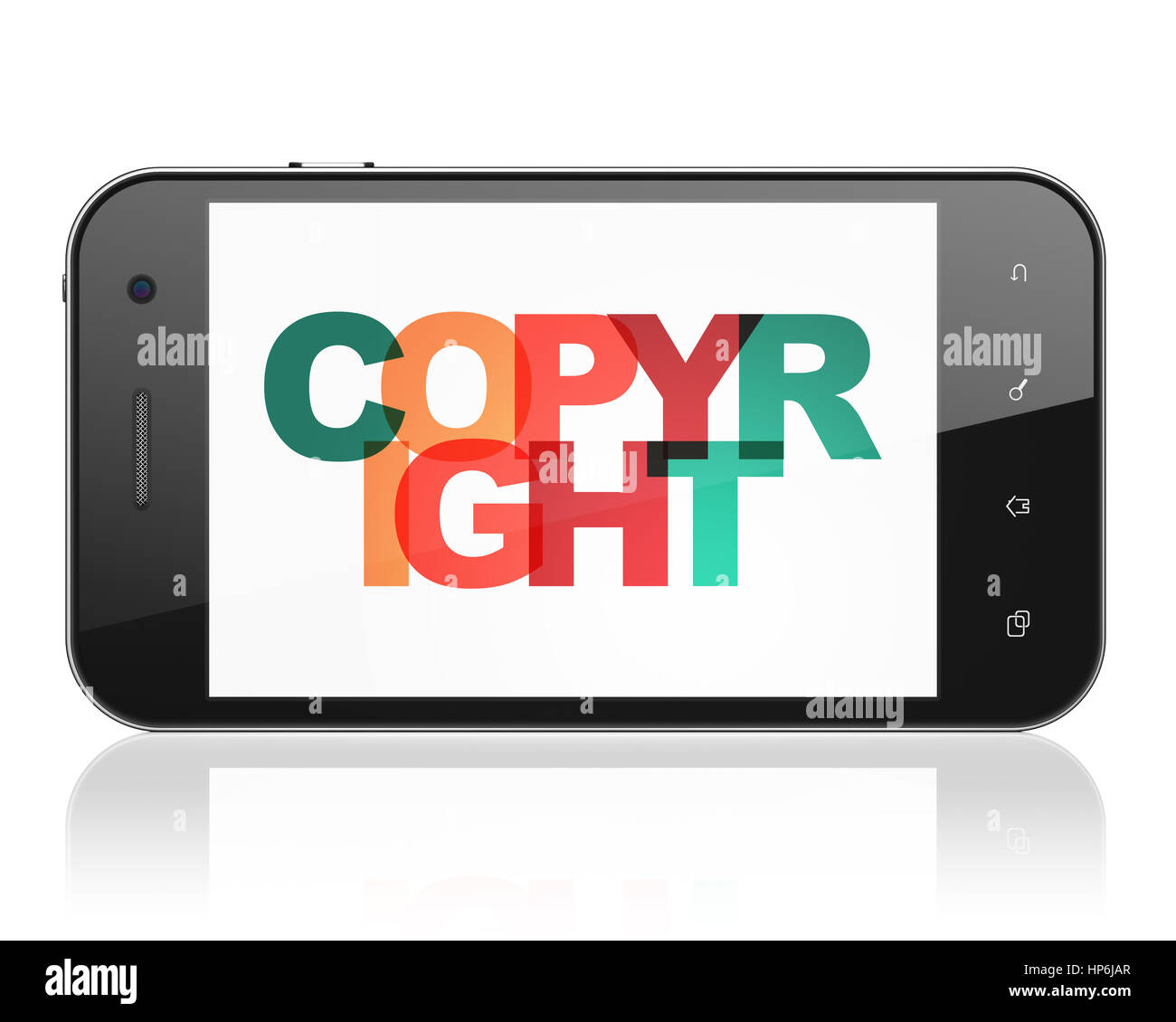 Law concept: Smartphone with Painted multicolor text Copyright on ...