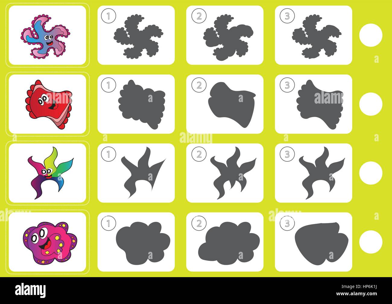 Match shadow puzzle - Worksheet for kids - education Stock Vector Image ...