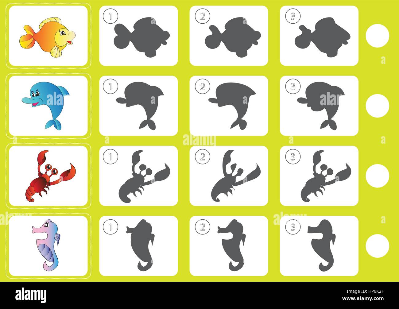 Match shadow puzzle - Worksheet for kids - education Stock Vector Image ...