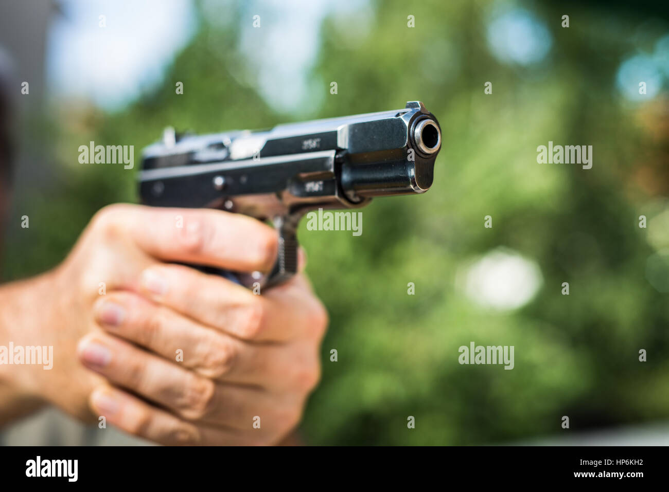 CZ 75 gun, Metal 9mm Pistol in hand Stock Photo - Alamy