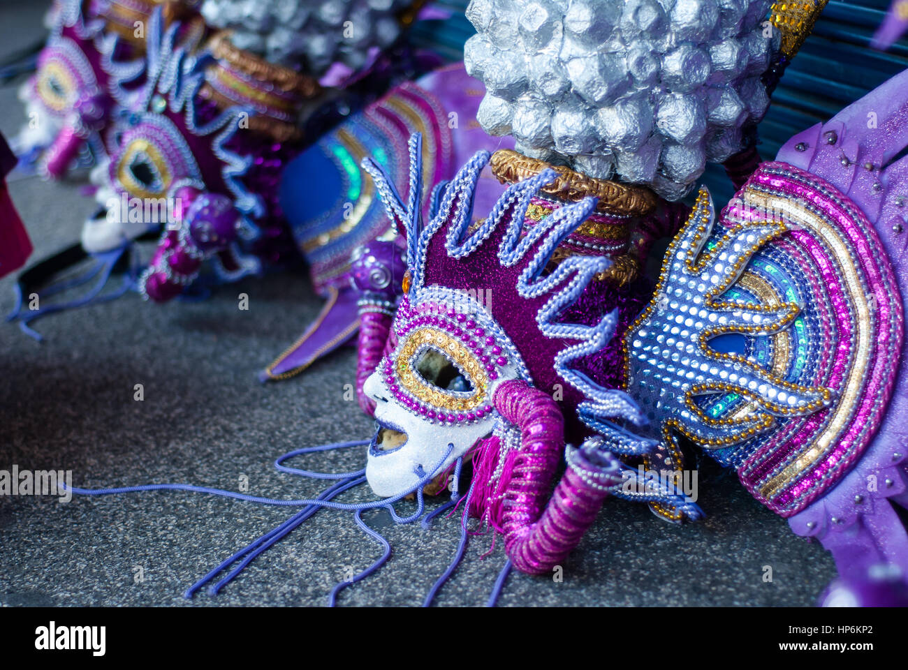 Mask displayed ready for the costume parade Stock Photo - Alamy