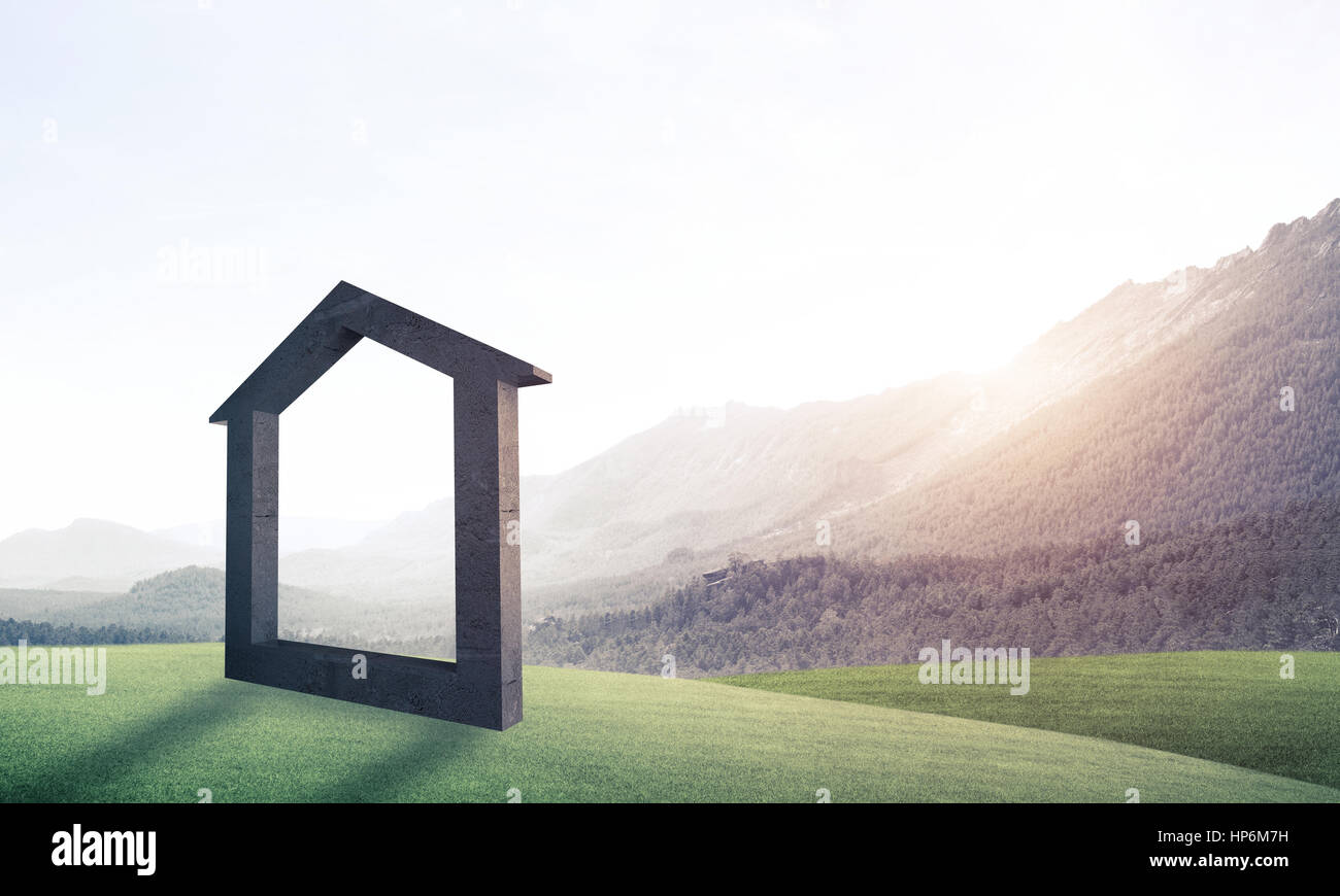 House stone figure as symbol of construction and real estate outdoors ...