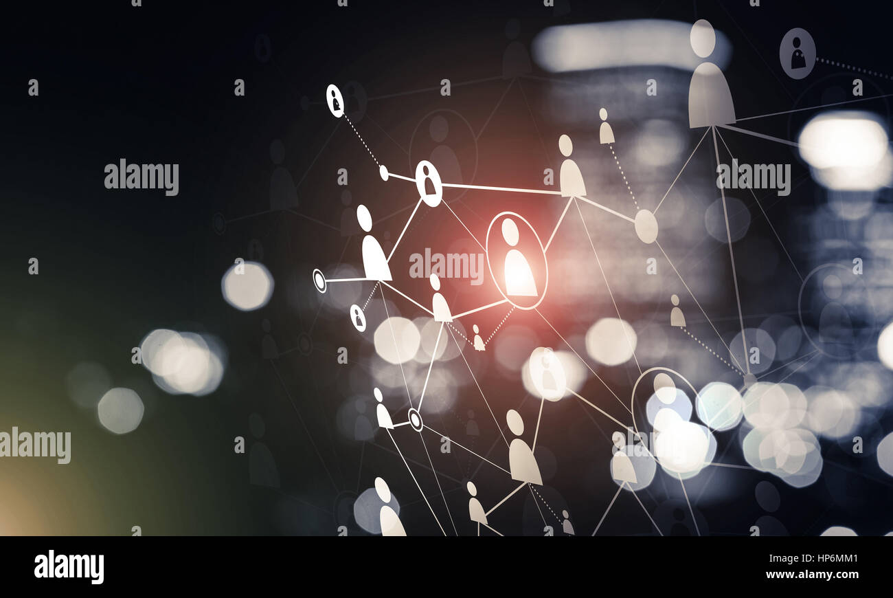 Background conceptual image with social connection lines on dark ...
