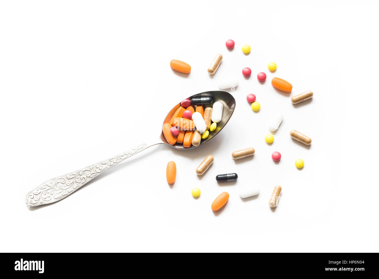 Medical tablets of the white background Stock Photo - Alamy