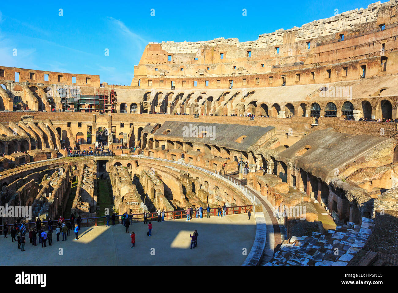 Views of the Roman Colosseum also known as Flavian amphitheatre, Rome ...