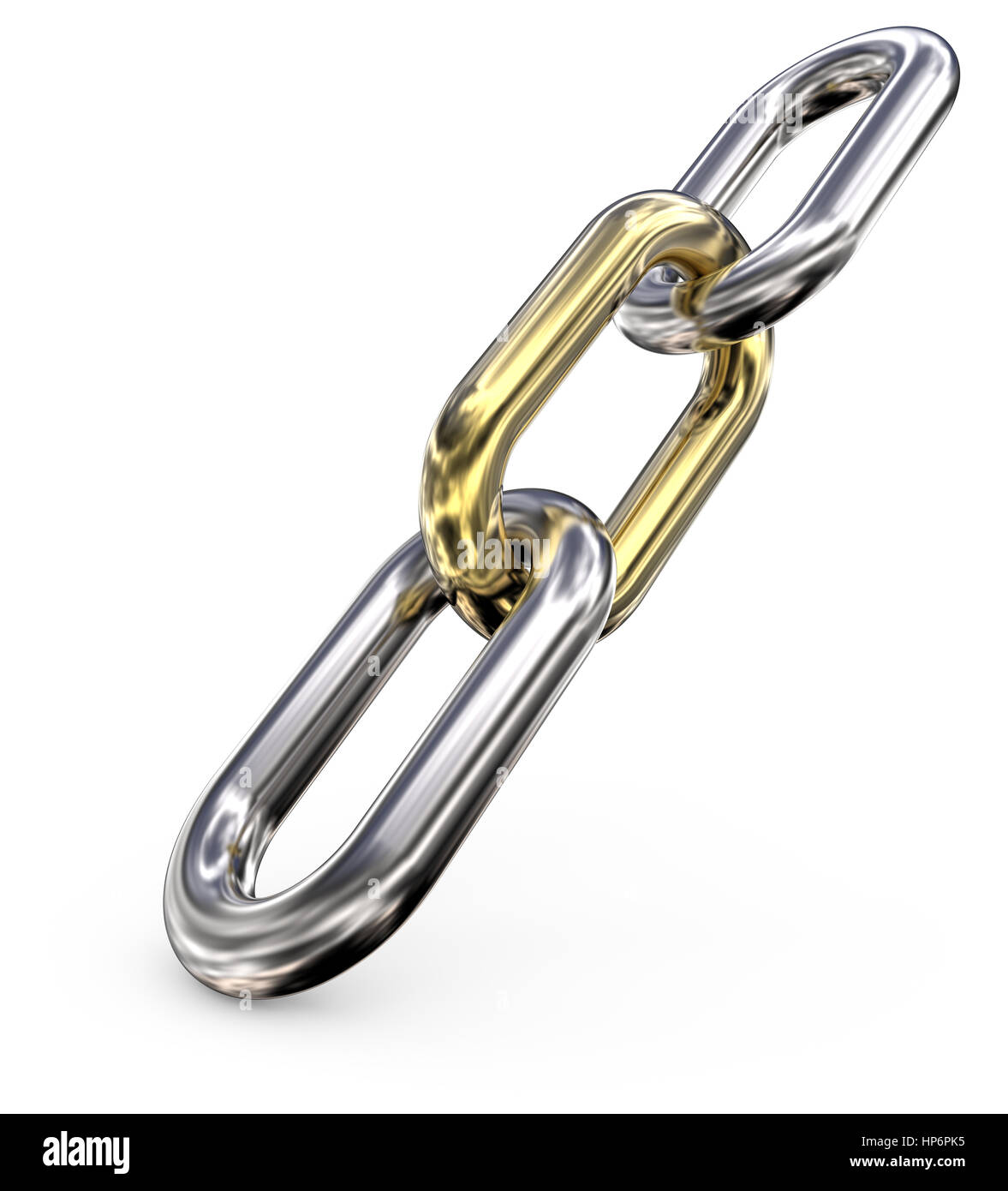 Three Chain Links angled on floor. Steel with middle Red. 3d Render ...