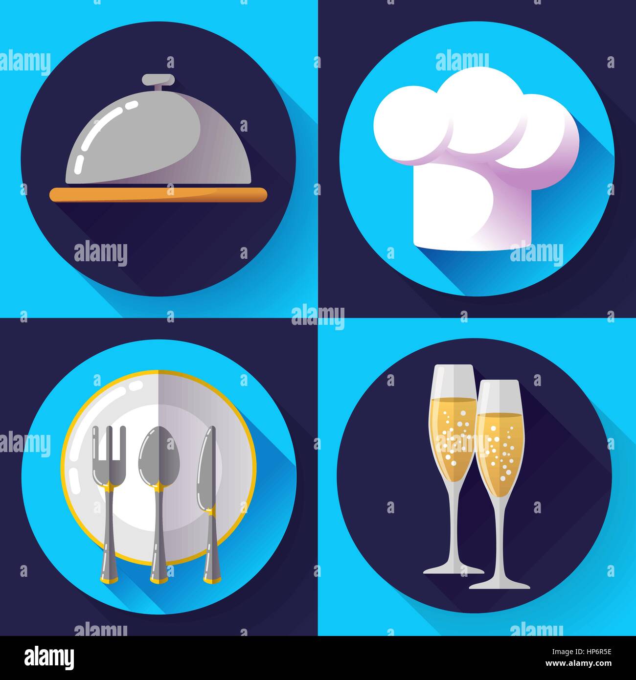 Restaurant icons set flat style Cooking and kitchen, serving food Stock ...