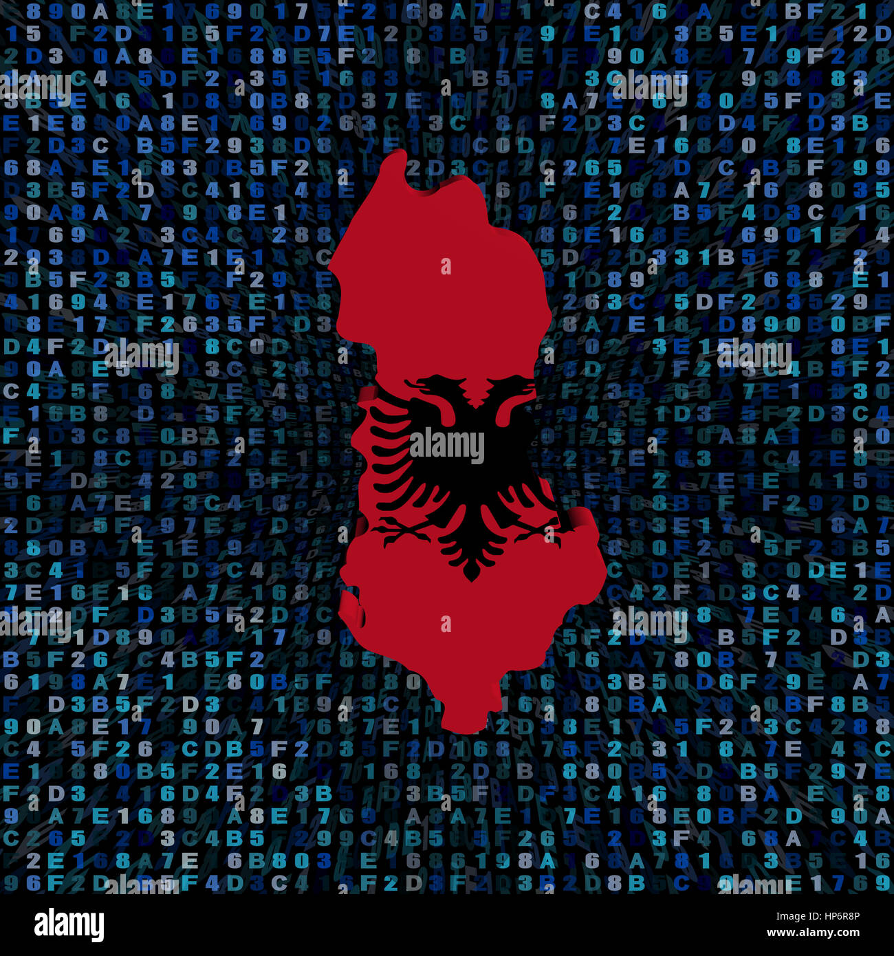 Albania map flag on hex code illustration Stock Photo - Alamy