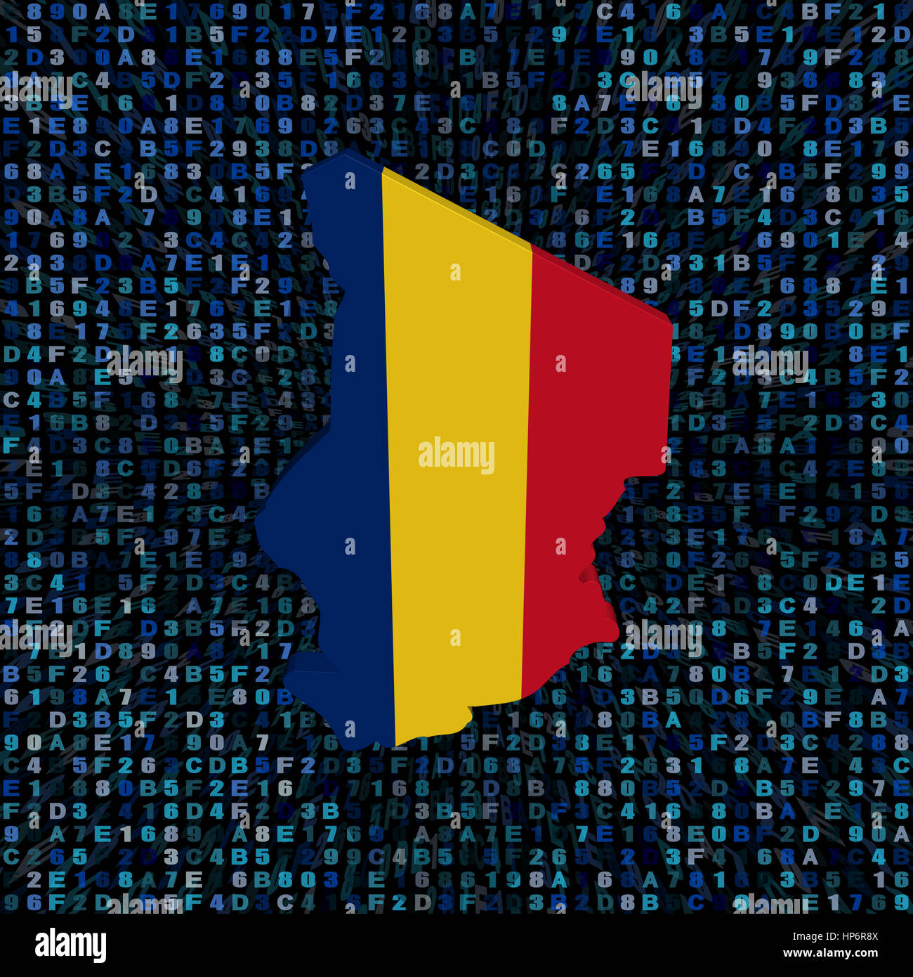 Chad map flag on hex code illustration Stock Photo - Alamy