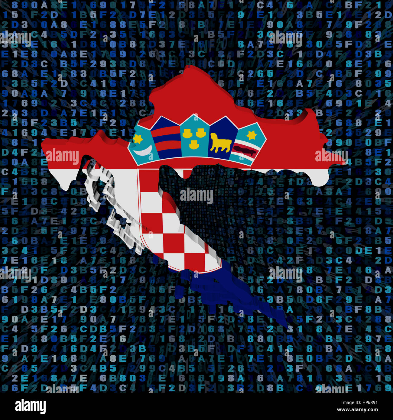 Croatia map flag on hex code illustration Stock Photo - Alamy