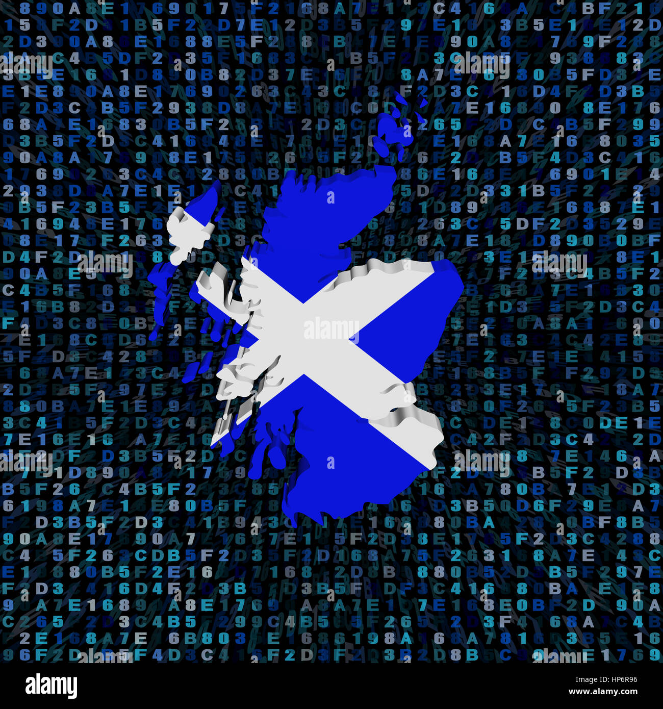 Scotland map flag on hex code illustration Stock Photo - Alamy
