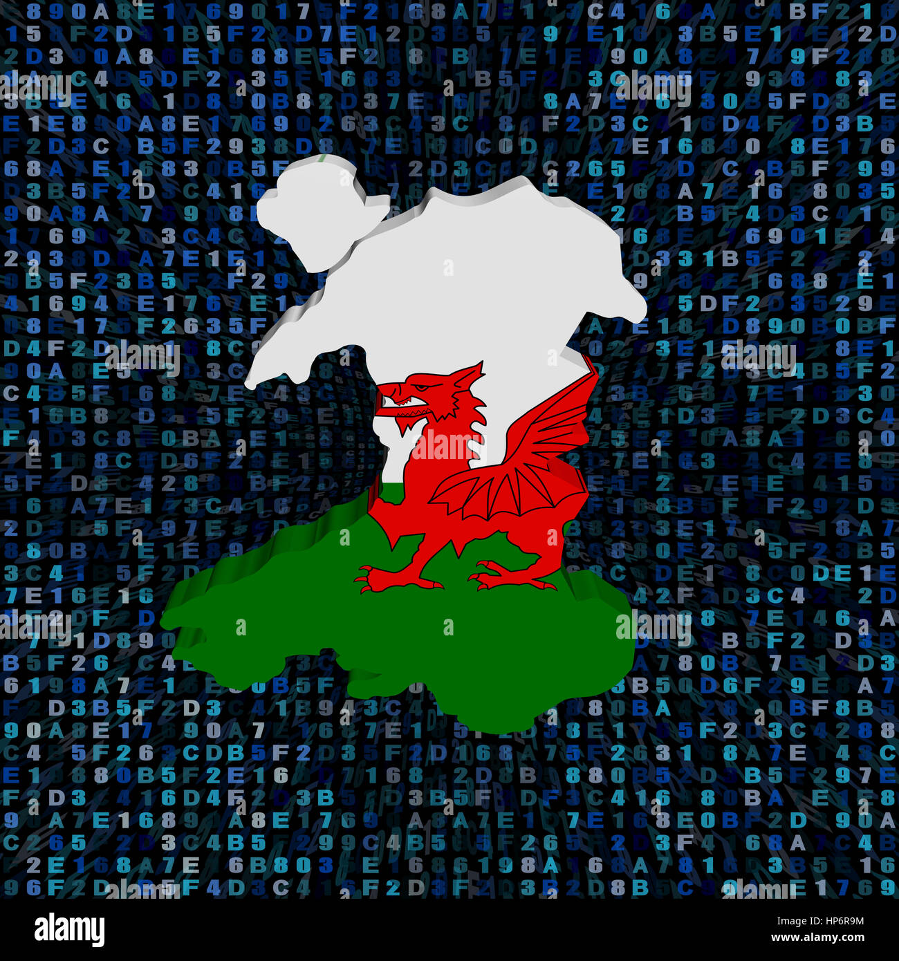 Wales map flag on hex code illustration Stock Photo - Alamy