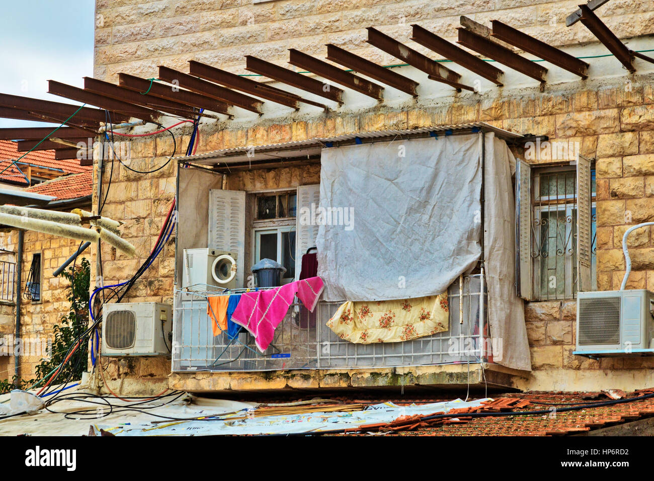 Balcony of old house in Jerusalem, Israel Stock Photo - Alamy