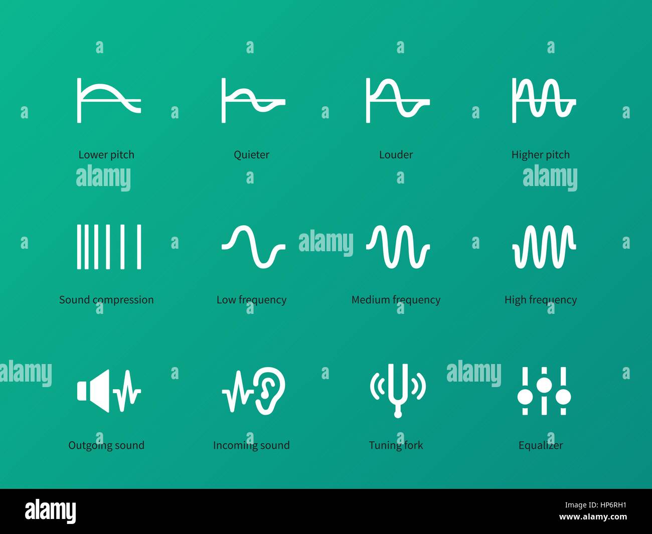 Audio wave amplitude icons on green background Stock Vector Image & Art ...