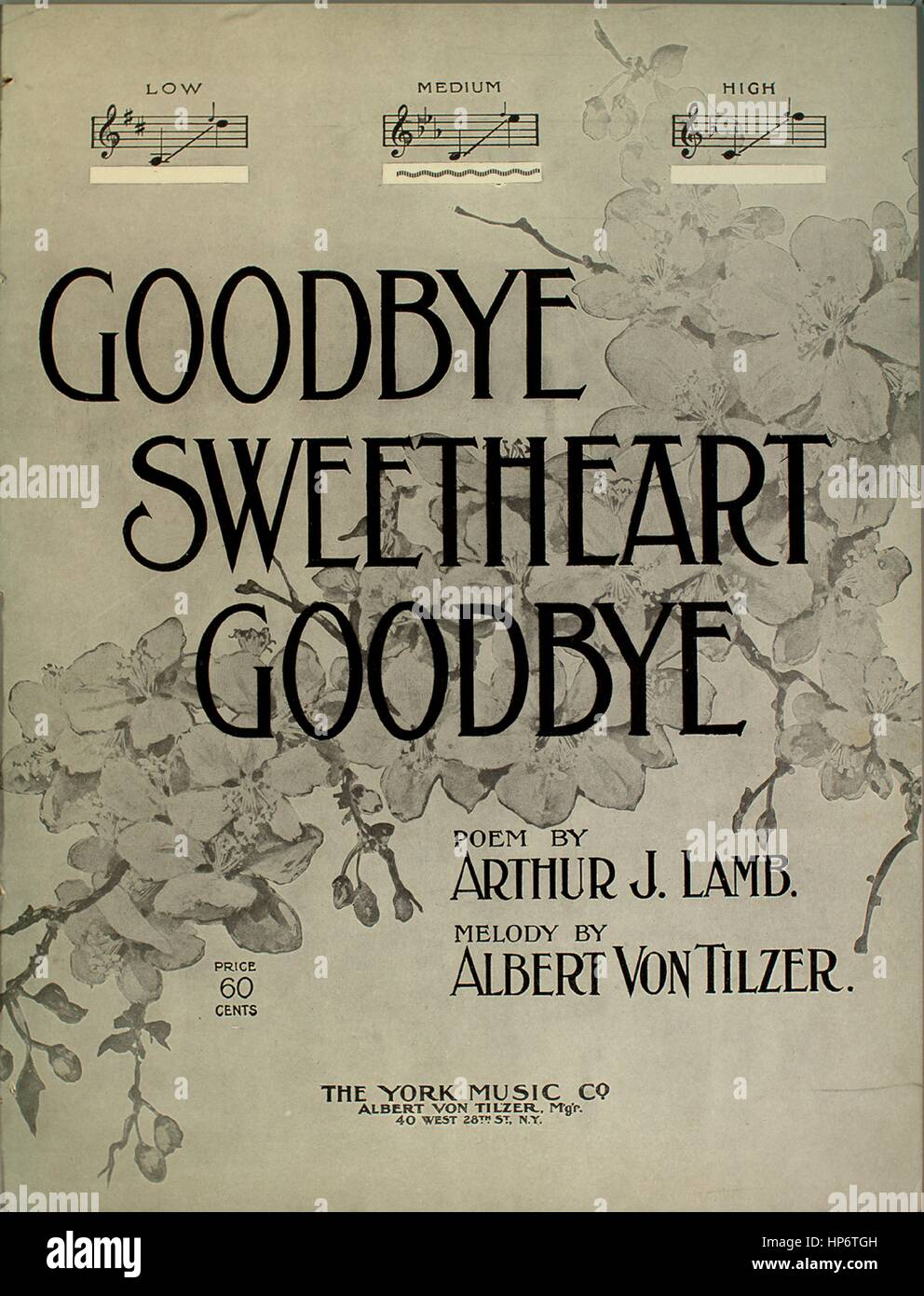 Sheet music cover image of the song 'Goodbye Sweetheart Goodbye', with ...
