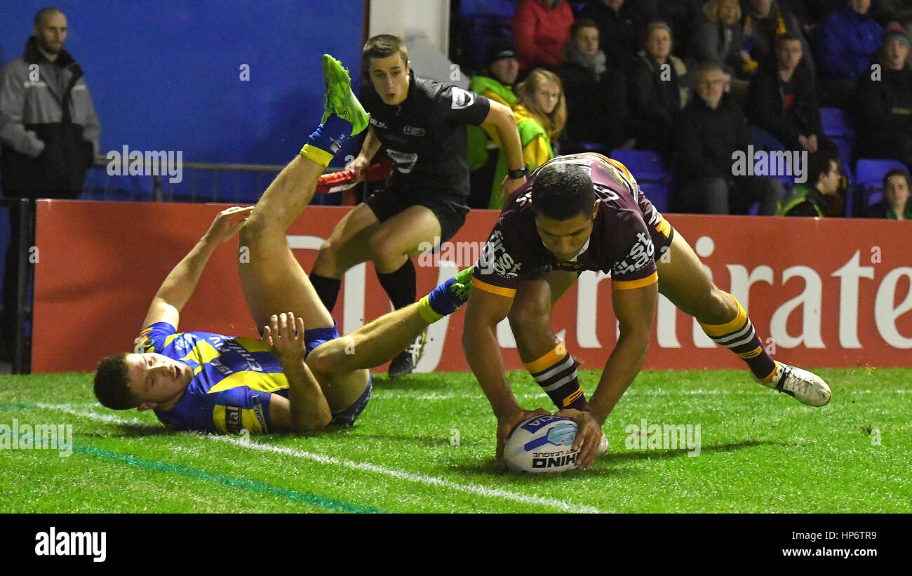 Brisbane Broncos' David Mead scores his sides third try during the 2017 ...