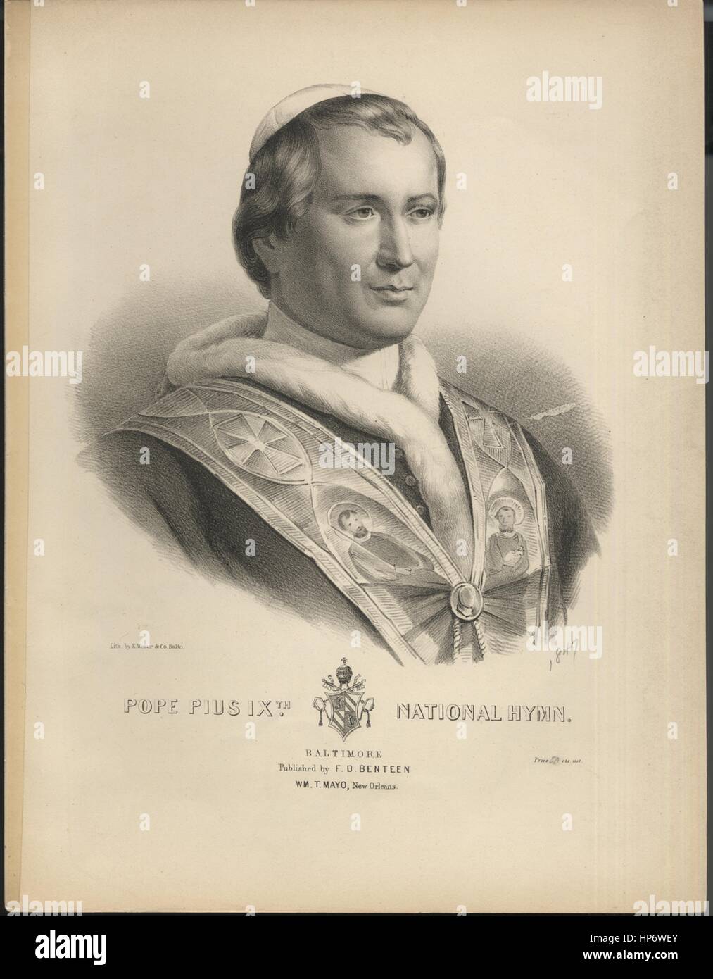 Sheet music cover image of the song 'Pope Pius IXth National Hymn, With ...