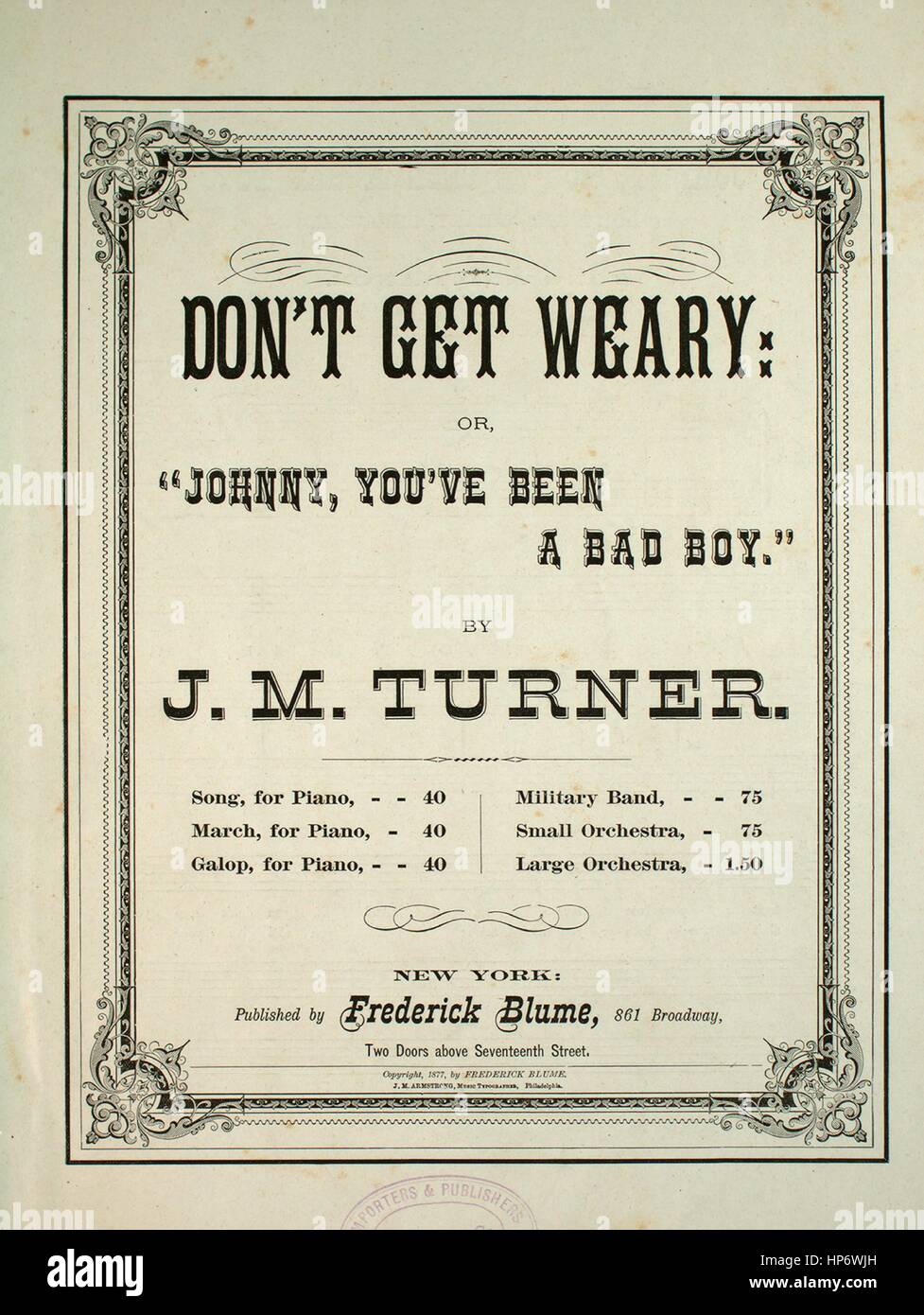 Sheet music cover image of the song 'Don't Get Weary, or, Johnny, You ...