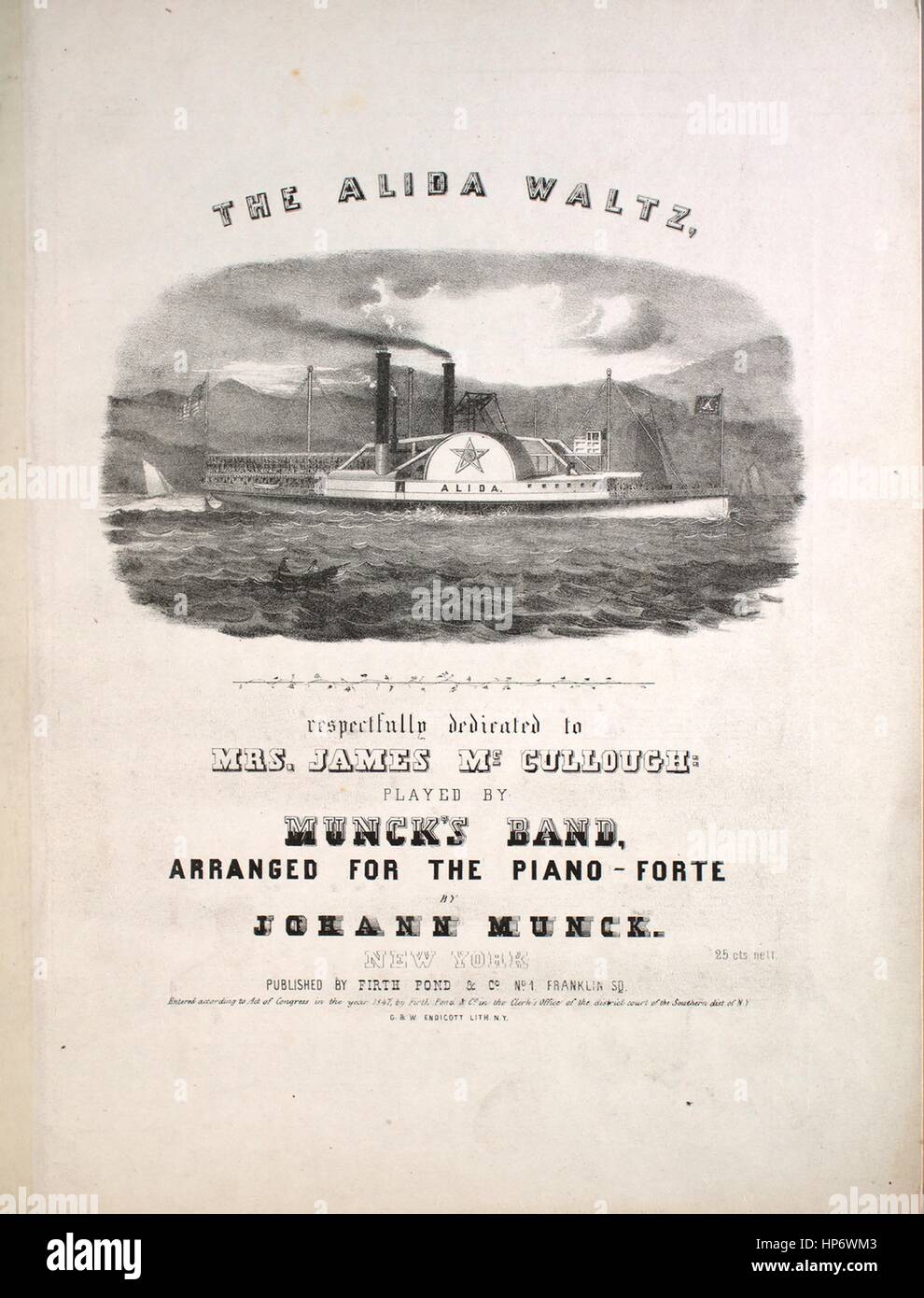 Sheet music cover image of the song 'The Alida Waltz', with original ...