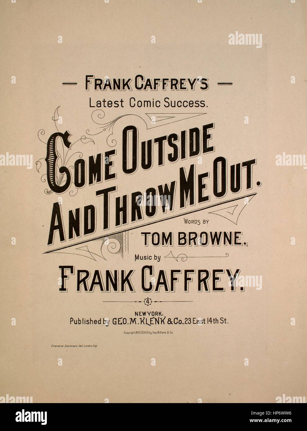 Sheet music cover image of the song 'Frank Caffrey's Latest Comic ...