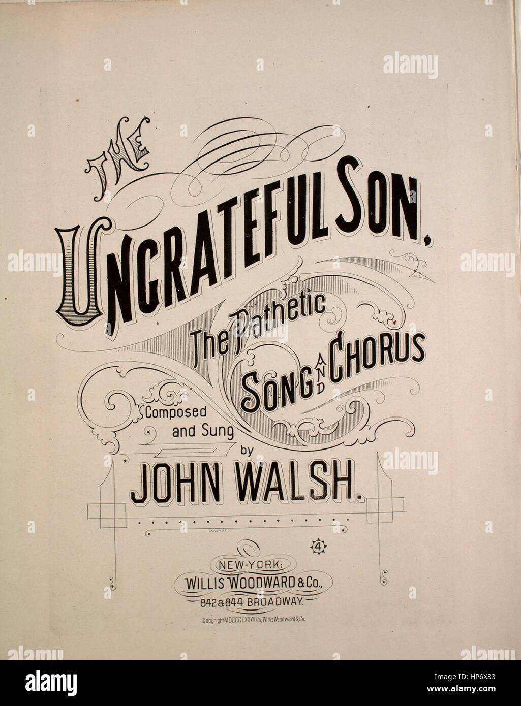 Sheet music cover image of the song 'The Ungrateful Son The Pathetic ...