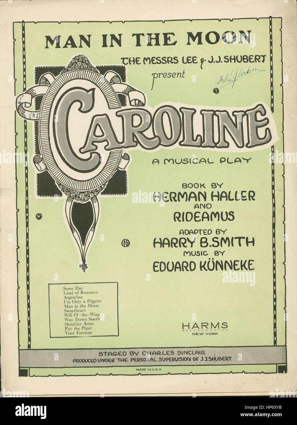 Sheet music cover image of the song 'Man in the Moon', with original ...