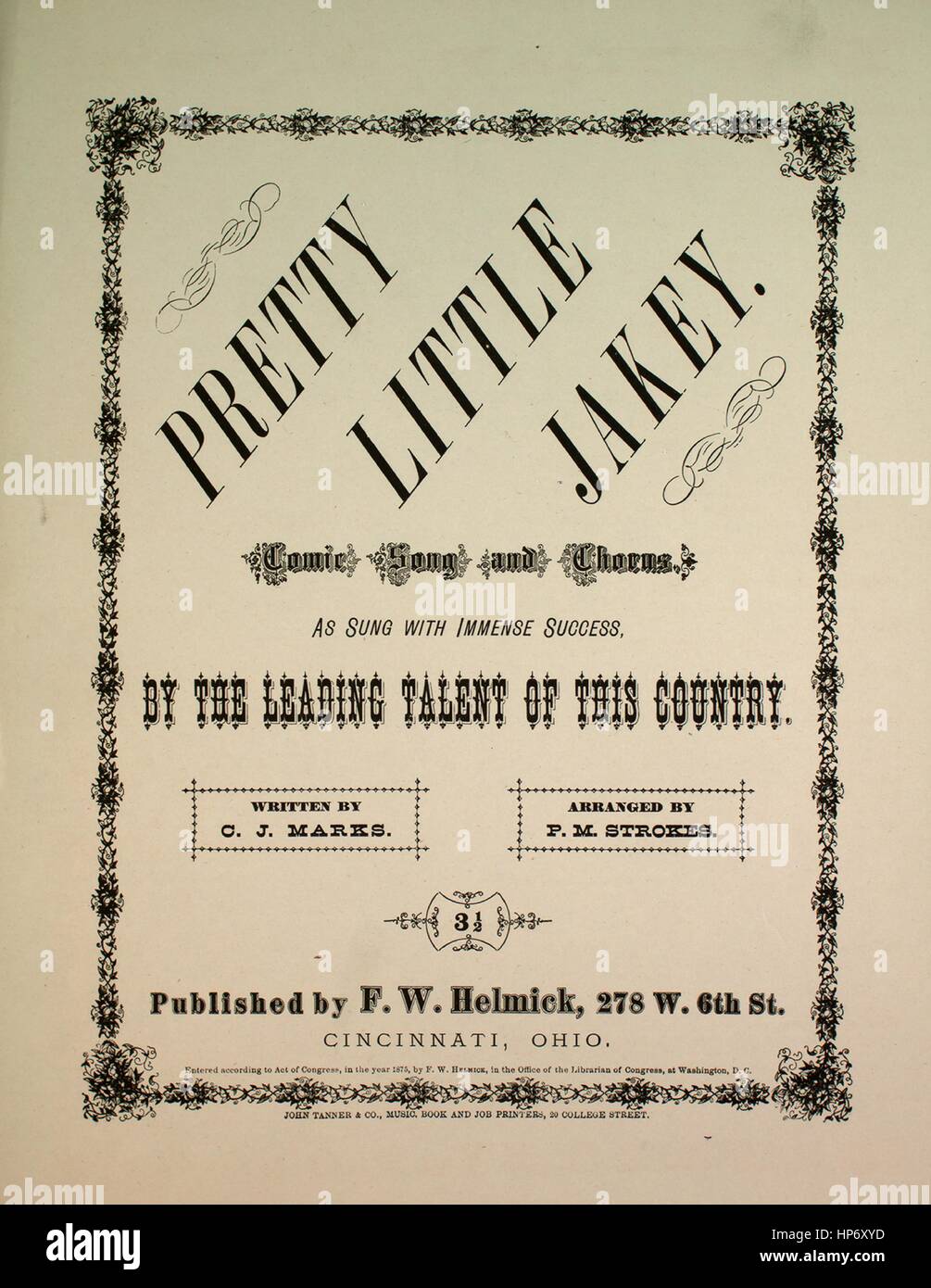 Sheet music cover image of the song 'Pretty Little Jakey Comic Song and ...