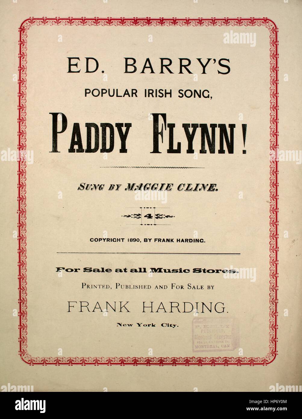 Sheet music cover image of the song 'Ed Barry's Popular Irish Song ...
