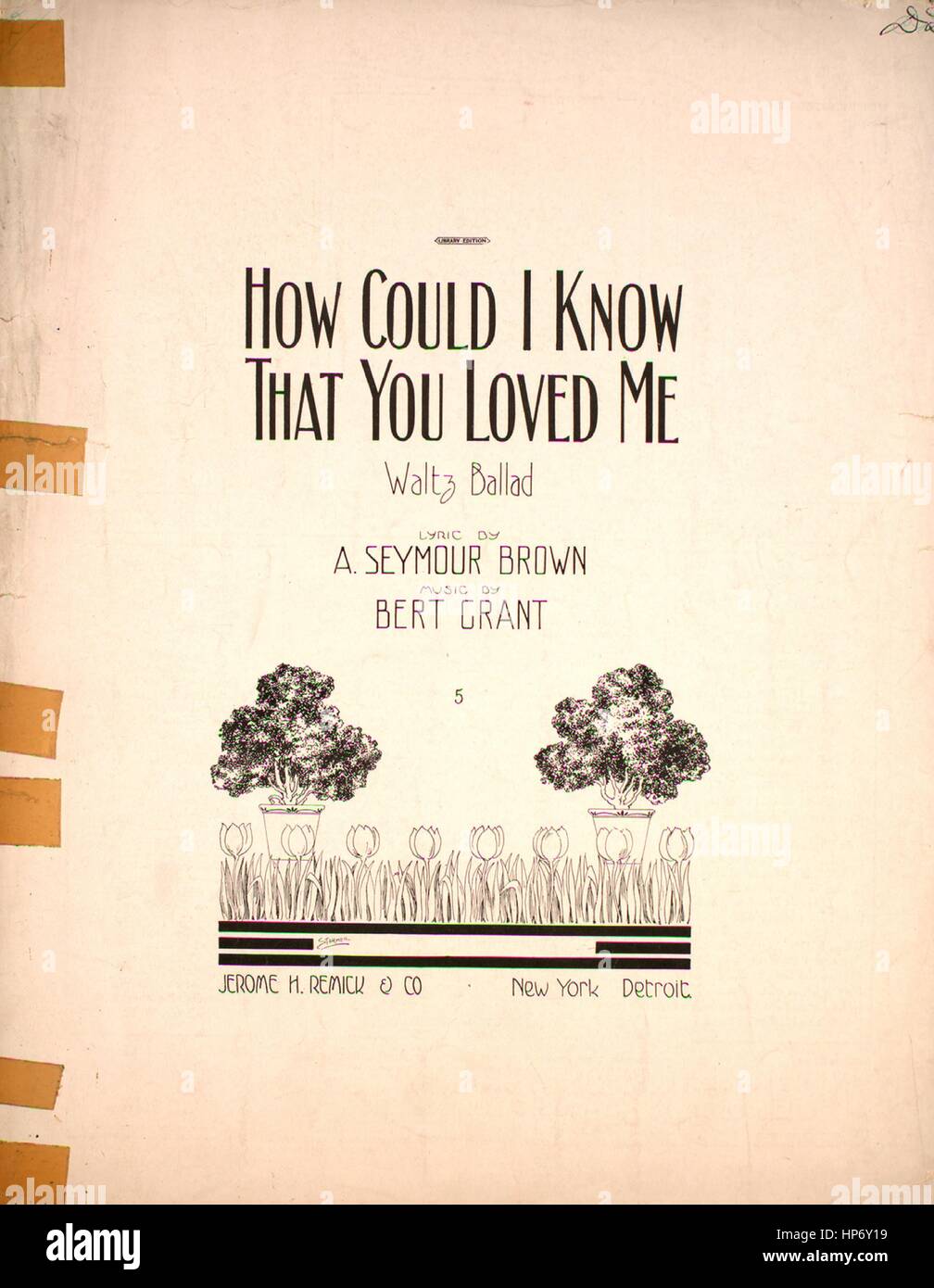 Sheet music cover image of the song 'How Could I Know That You Loved Me ...