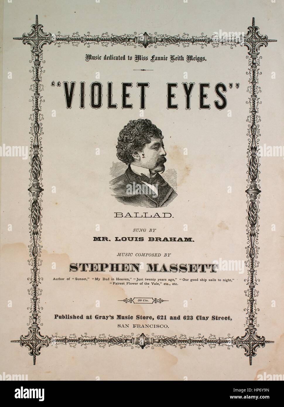 Sheet music cover image of the song 'Violet Eyes Ballad', with original ...