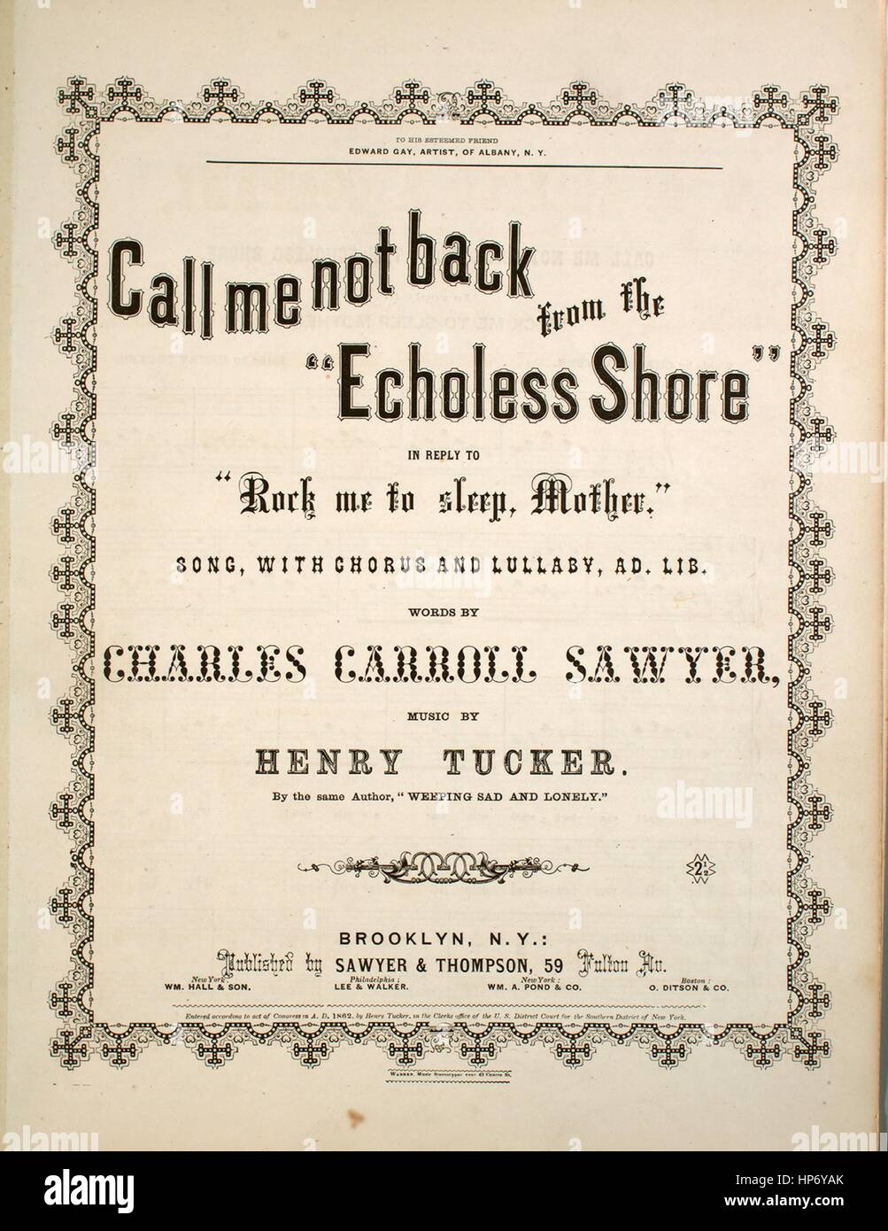 Sheet music cover image of the song 'Call me Not Back From the ...