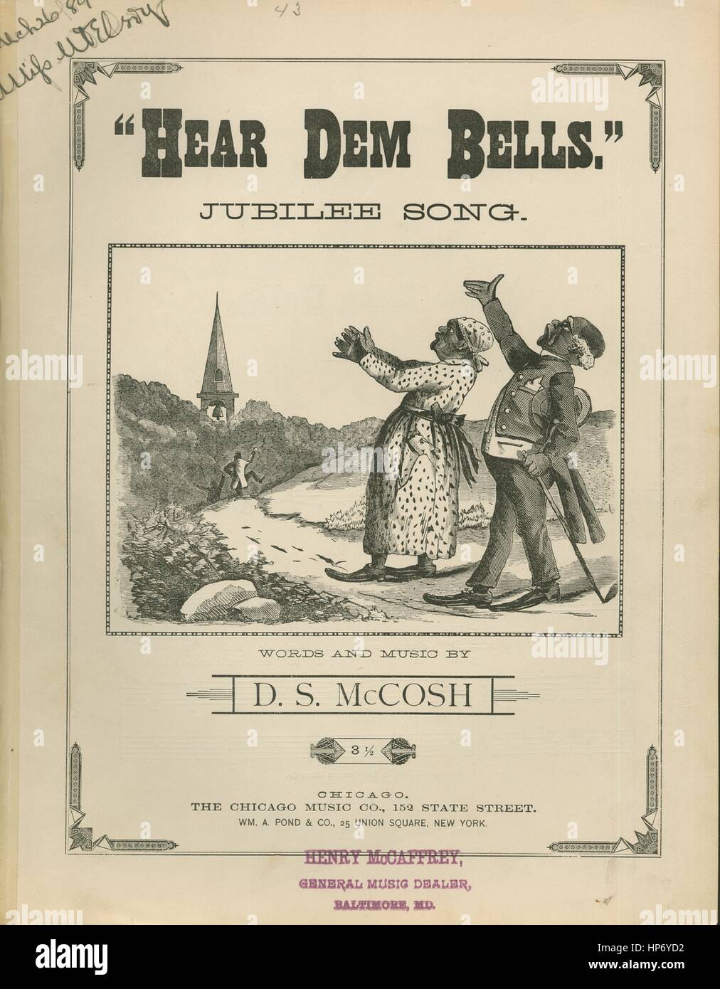 Sheet music cover image of the song ''Hear Dem Bells' Jubilee Song ...