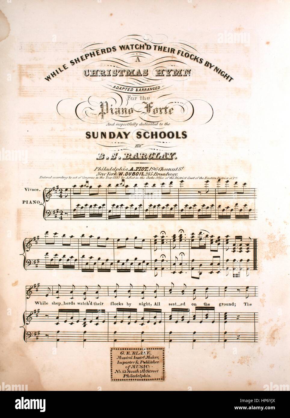 Sheet music cover image of the song 'While Shepherds Watch'd Their ...