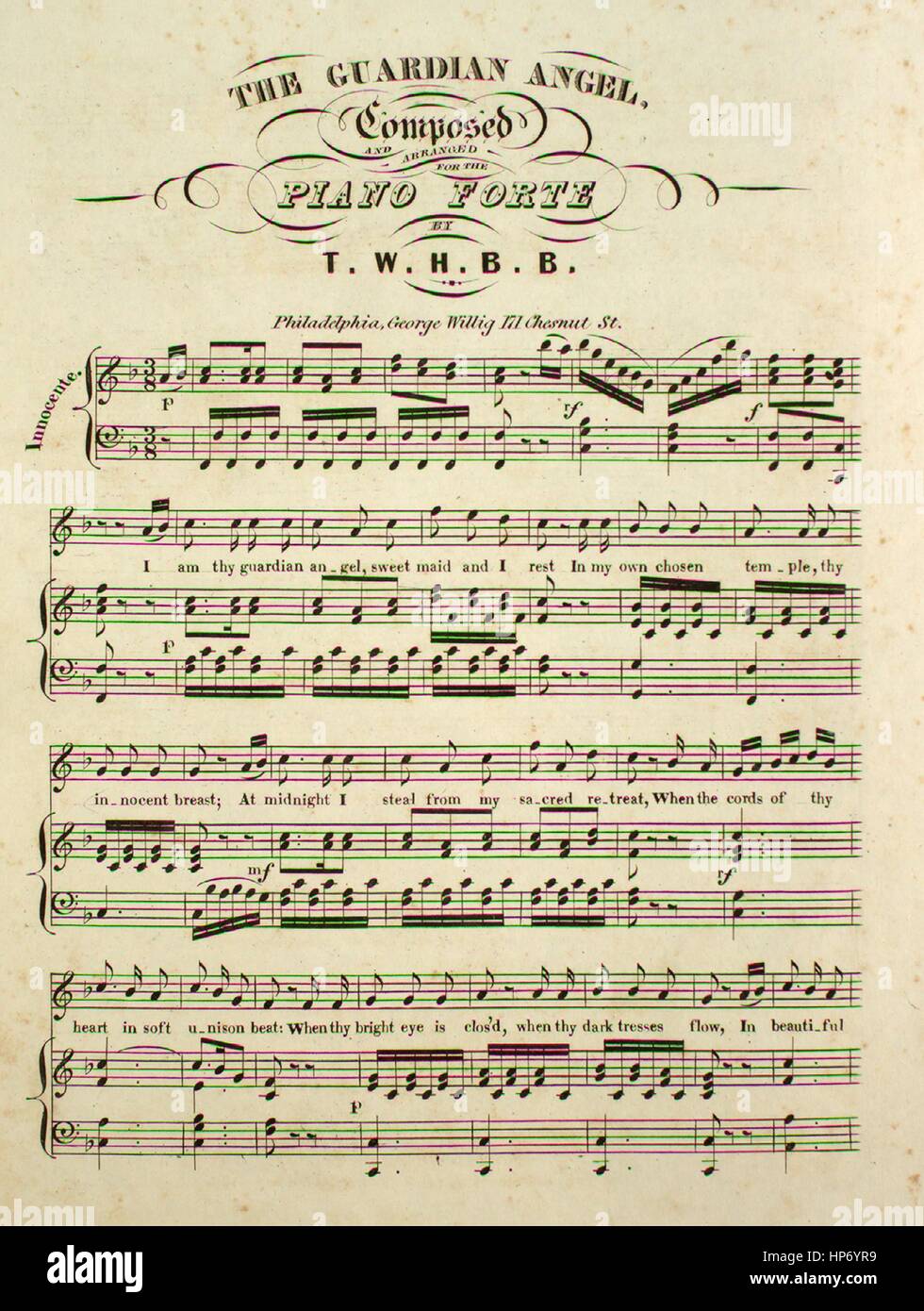 Sheet music cover image of the song 'The Guardian Angel', with original ...