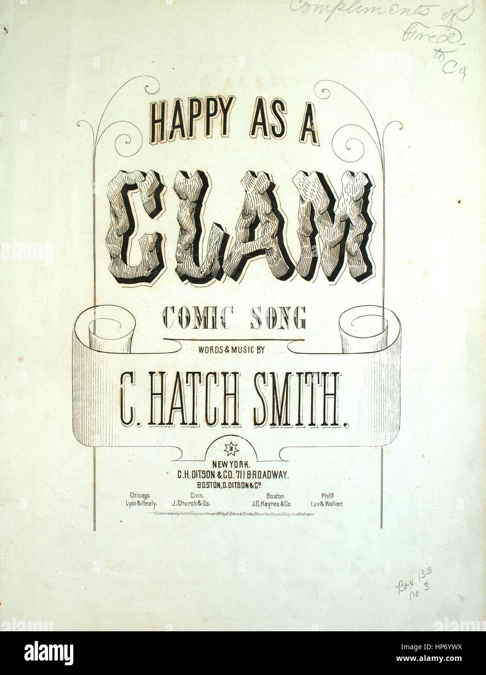 Sheet music cover image of the song 'Happy as a Clam Comic Song', with ...