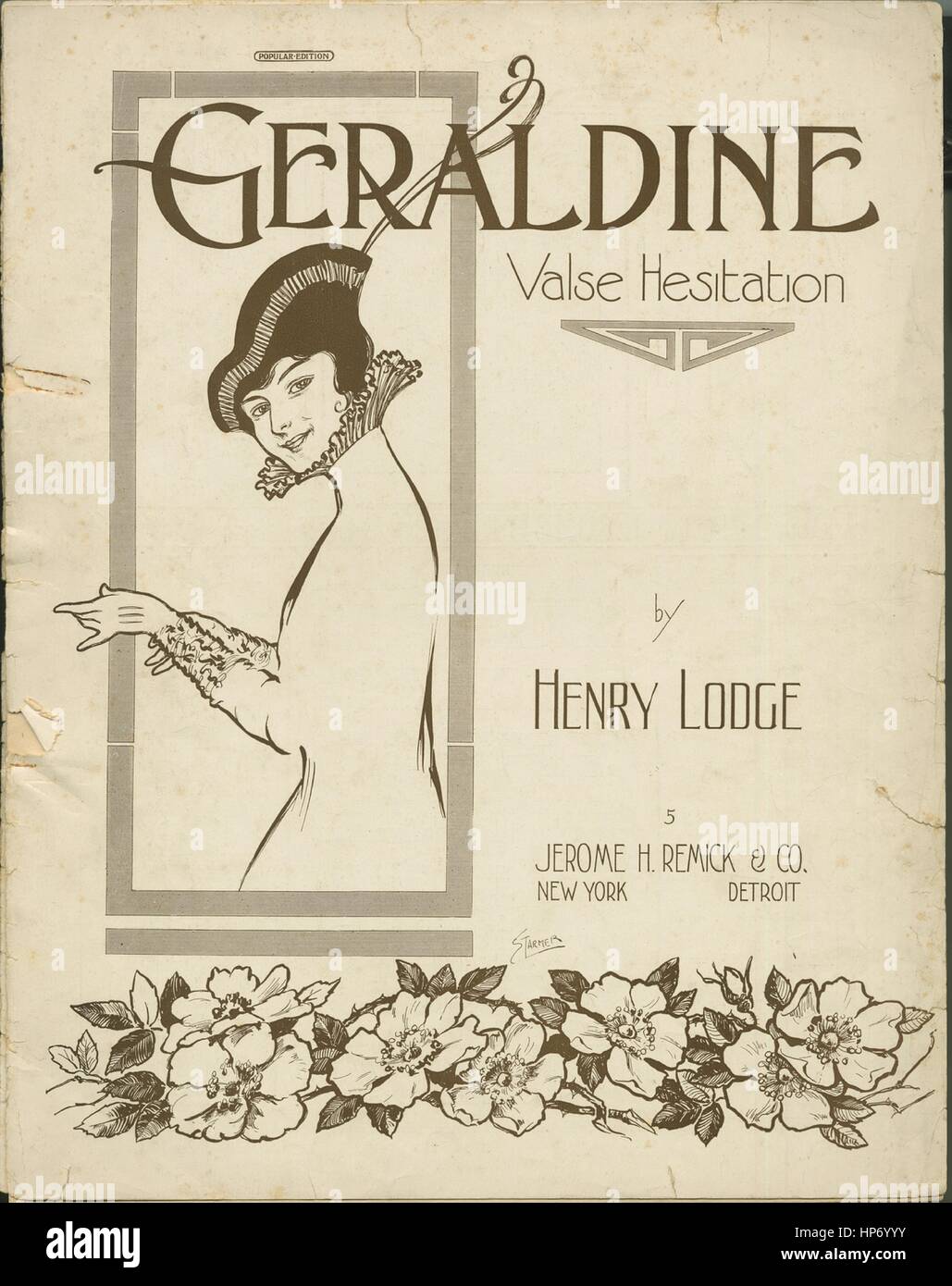 Sheet music cover image of the song 'Geraldine Valse Hesitation', with ...