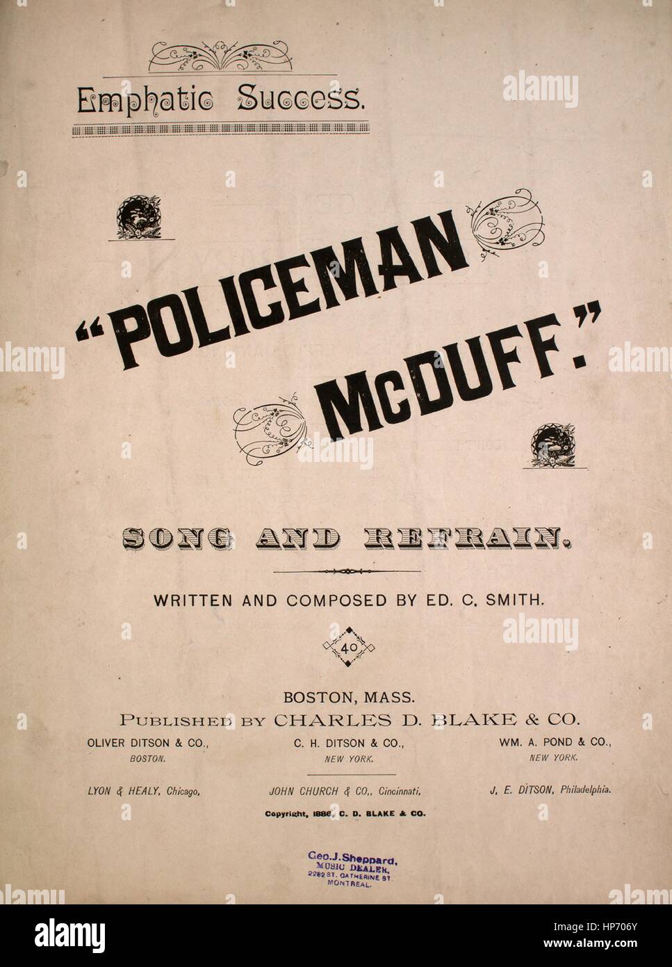 Sheet music cover image of the song 'Emphatic Success Policeman McDuff ...