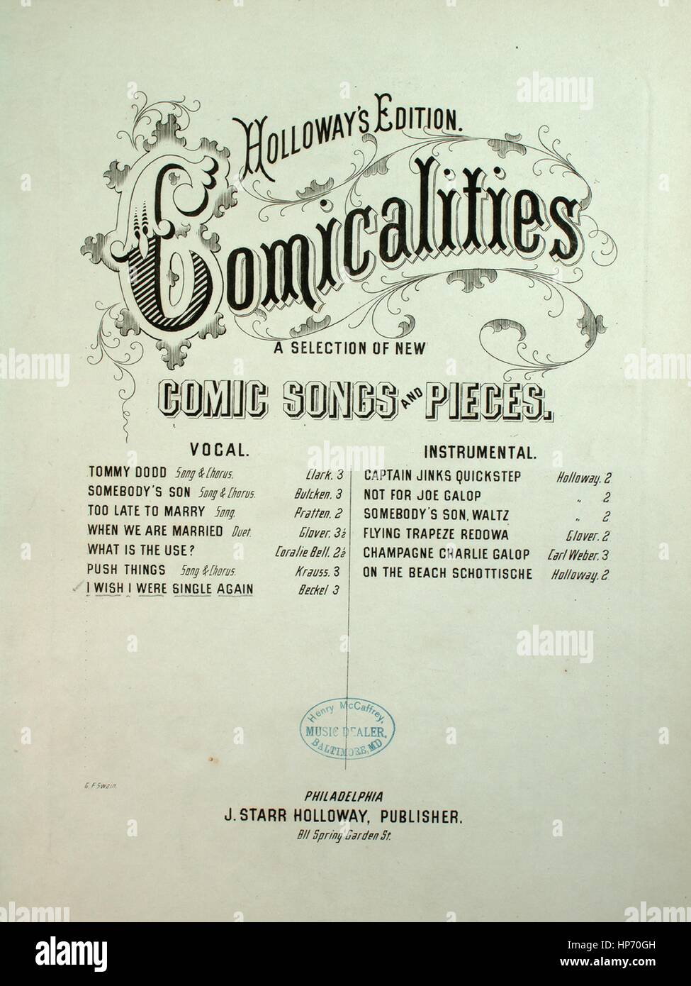 Sheet music cover image of the song 'Holloway's Edition Comicalities A ...
