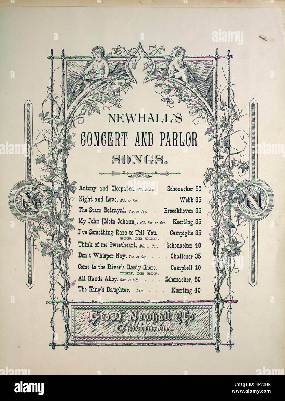 Sheet music cover image of the song 'Newhall's Concert and Parlor Songs ...