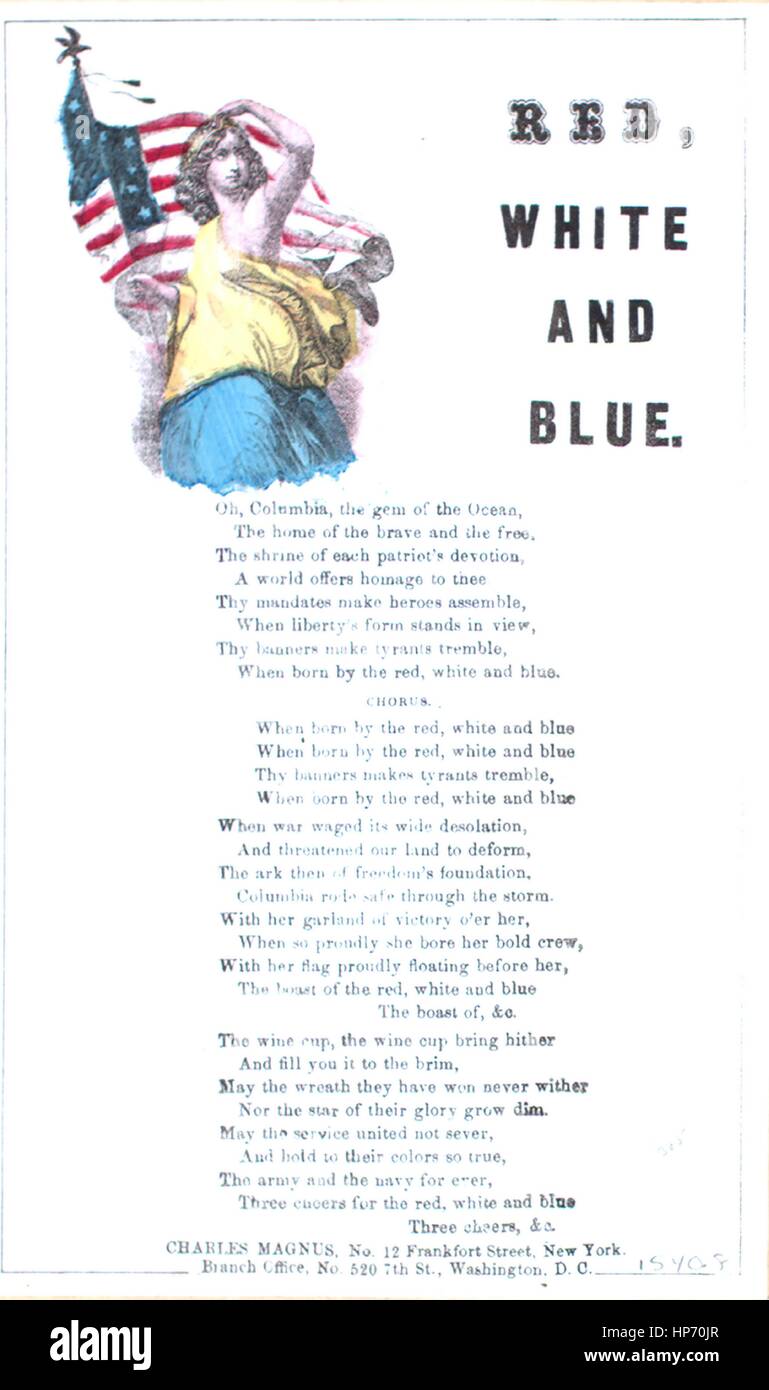 Sheet music cover image of the song 'Song Sheet Red, White and Blue ...