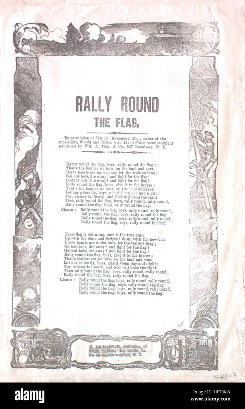 Sheet music cover image of the song 'Song Sheet Rally Round the Flag ...