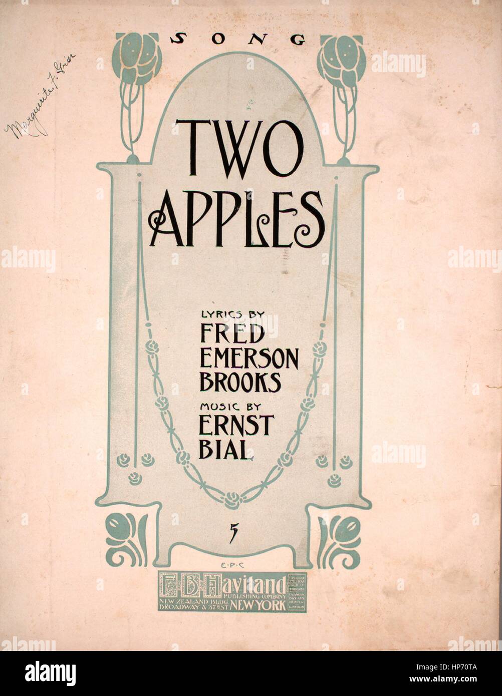Sheet music cover image of the song 'Two Apples Song', with original ...