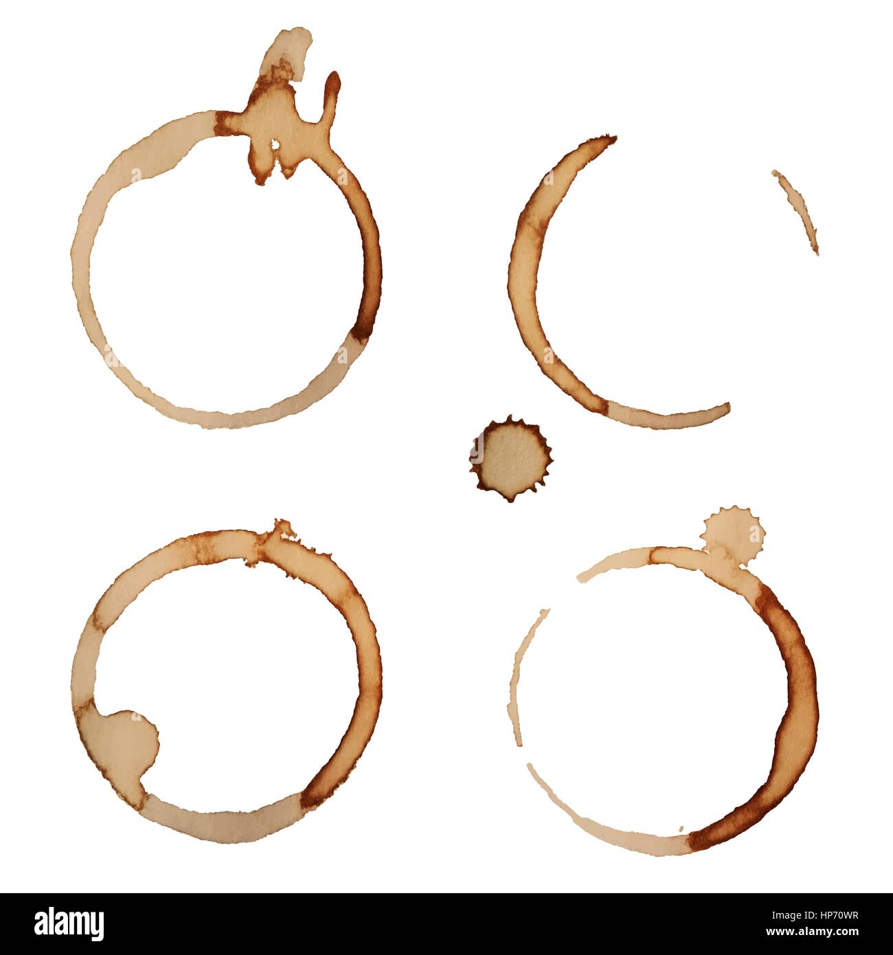 Vector Coffee Stain Rings Set Isolated On White Background for Grunge ...