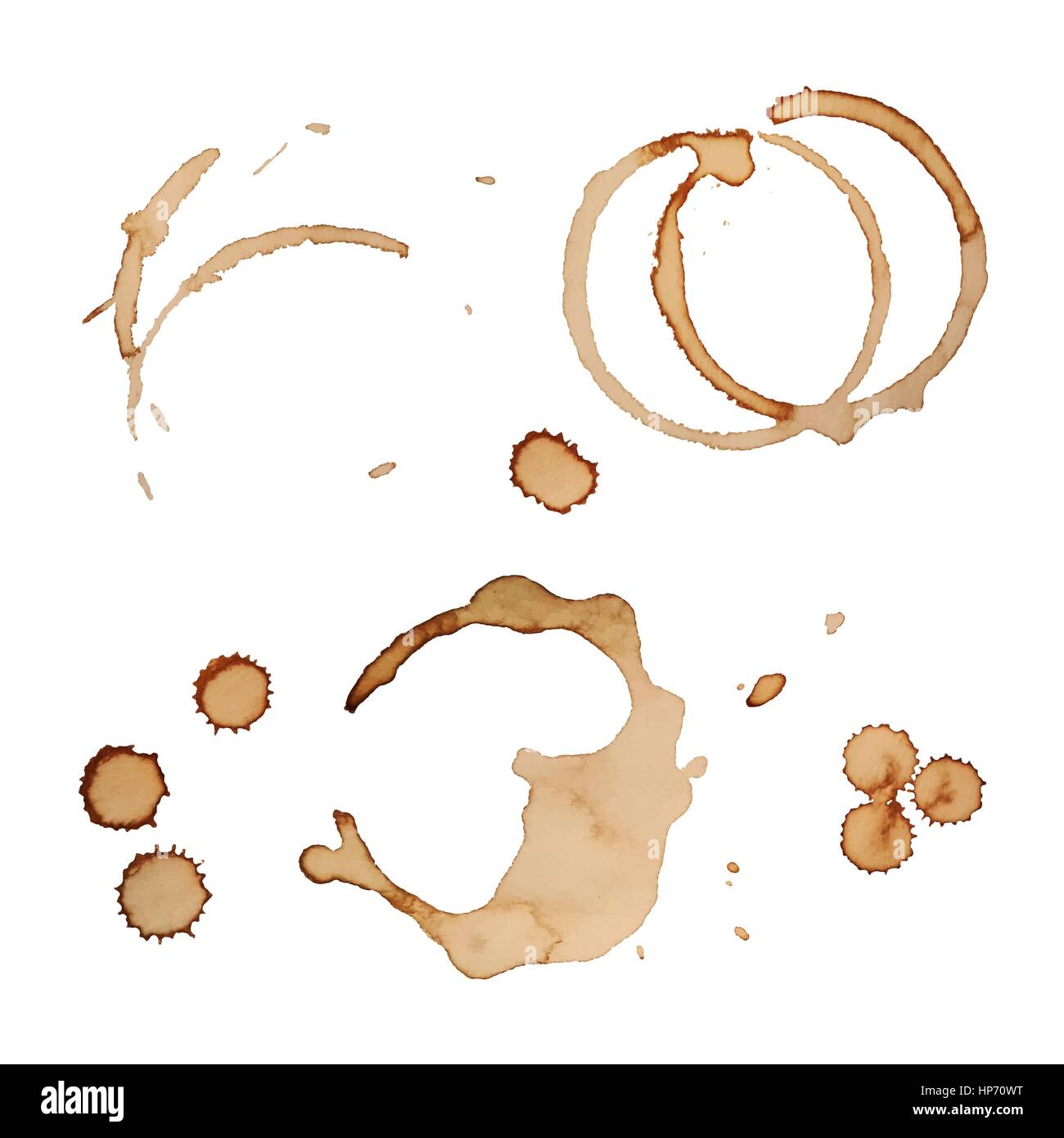 Vector Coffee Stain Rings Set Isolated On White Background for Grunge ...