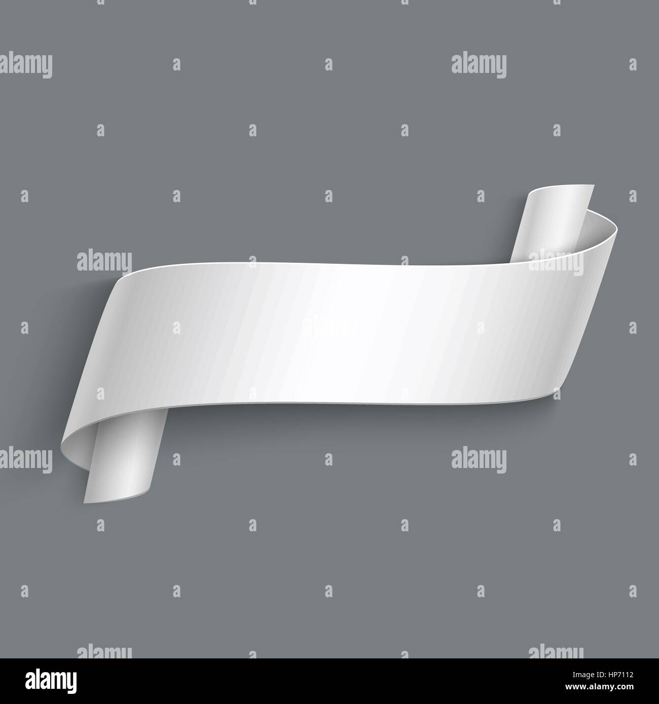 Vector 3d Curved Paper Banner Isolated on Grey Background. Easy Paste ...