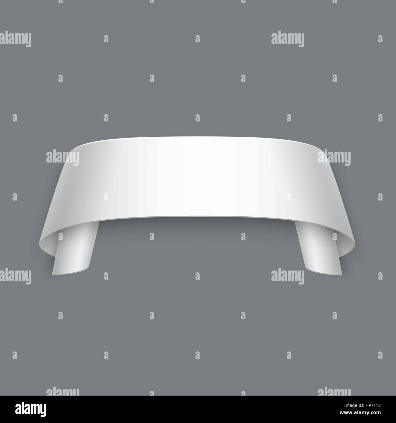 Vector 3d Curved Paper Banner Isolated on Grey Background. Easy Paste ...