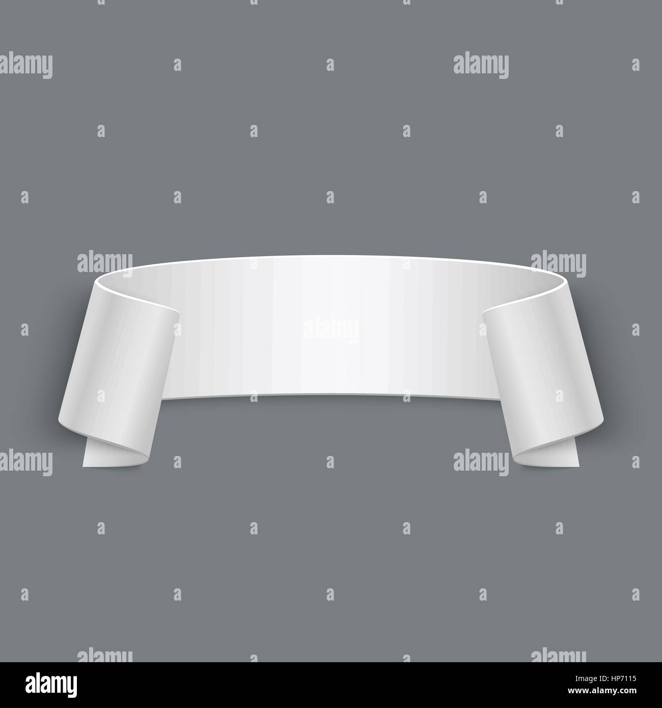 Vector 3d Curved Paper Banner Isolated on Grey Background. Easy Paste ...